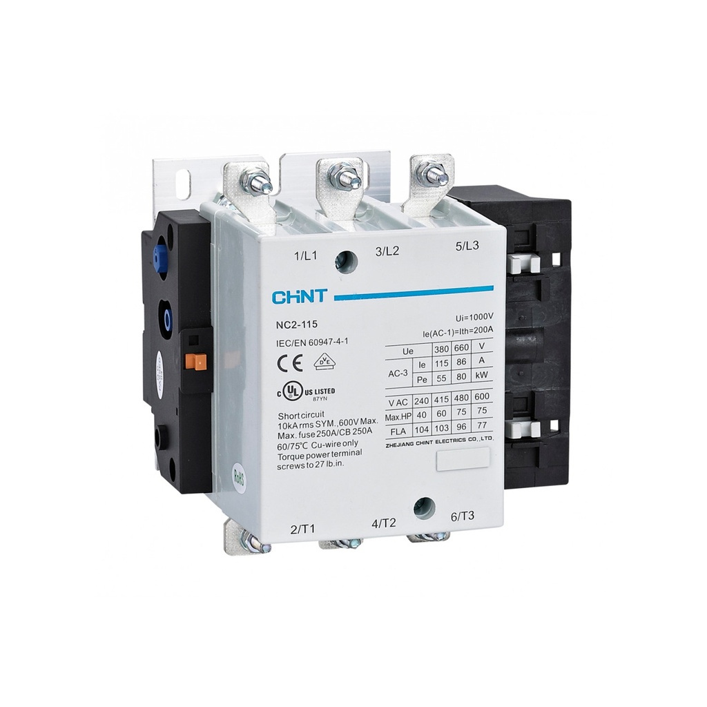 Contactor Potencia Magnetico 3P 115A Ac3 Bob 220Vac 55Kw 50/60Hz | Grupo Coinp Store